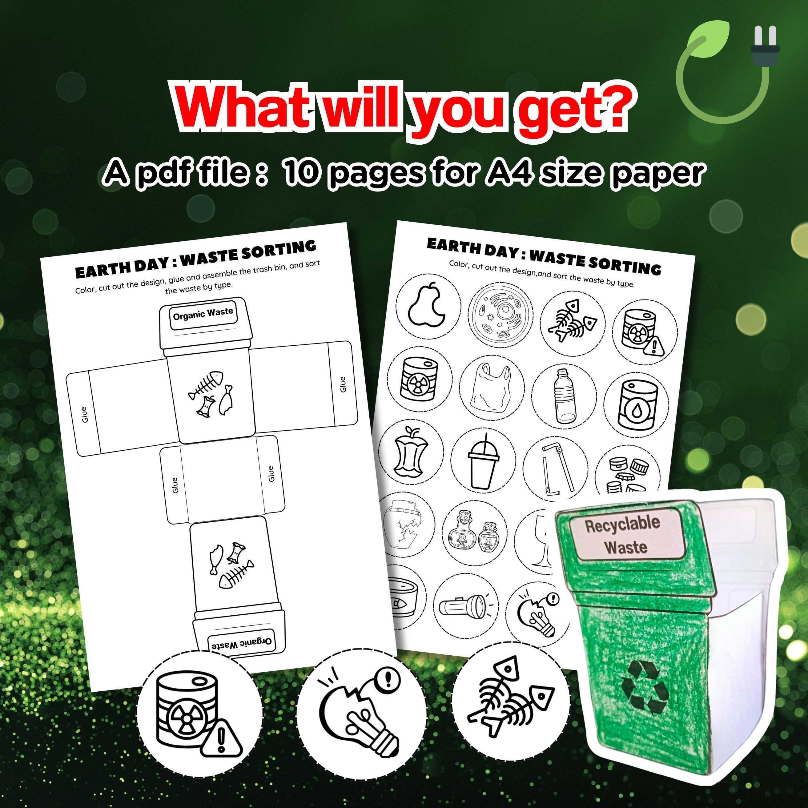 Earth Day Waste Sorting, Cut and Sort Craft for Kids, Earth Day ...