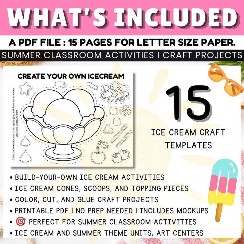 Summer Ice Cream Craft Printable | Kids Build Your Own Activity (15 ...