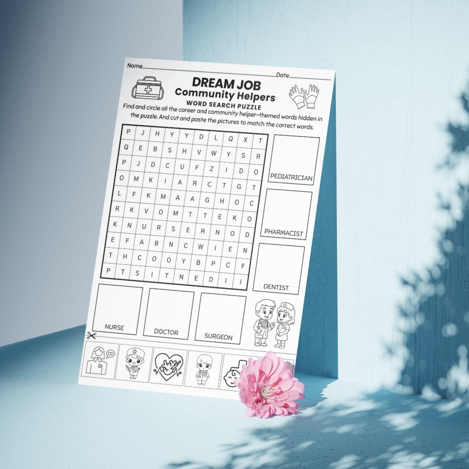 Community Helpers Word Search Puzzle: Cut & Paste Activity (PDF ...