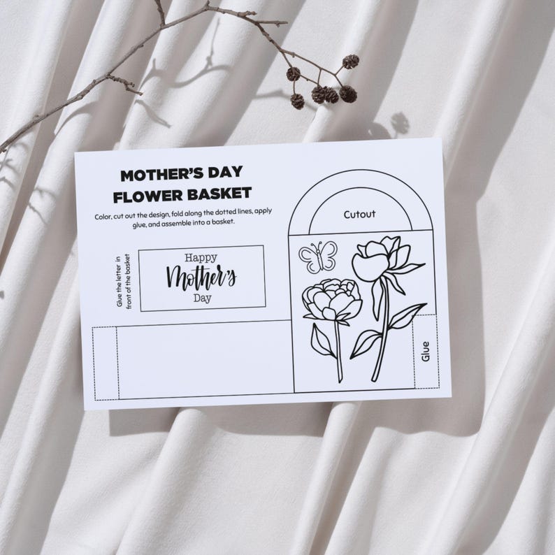 Mother’s Day Flower Basket Craft for Kids, Bag Craft, Printable ...