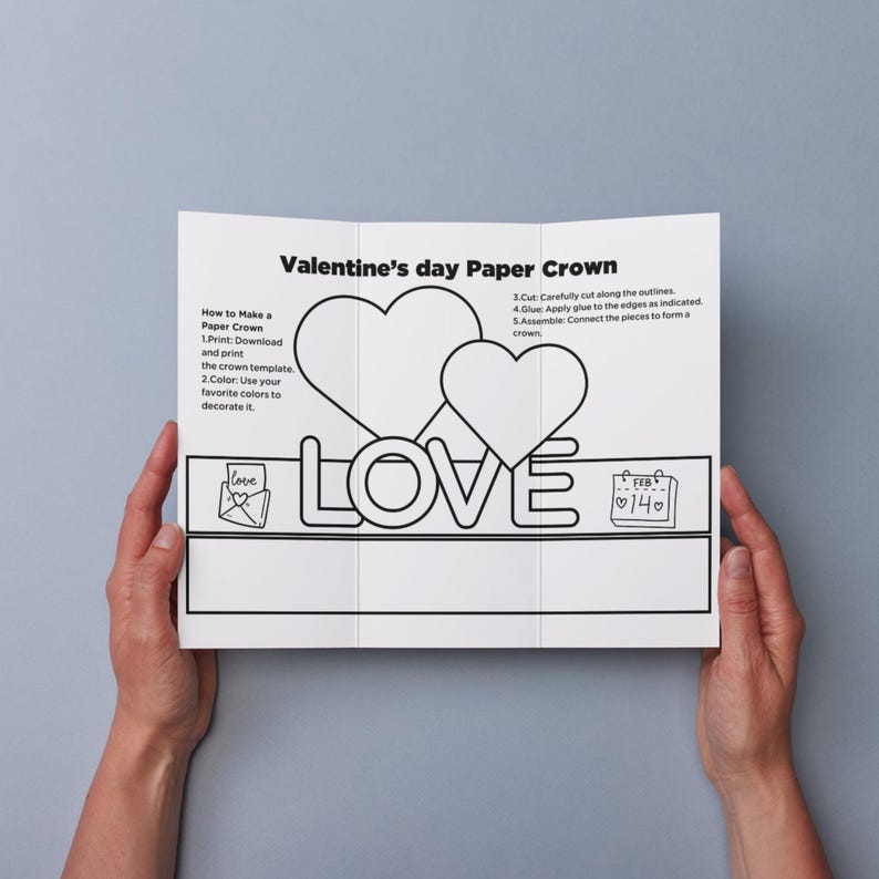 Valentine's Day Crown Craft for Kids,coloring Pages, Kids Activity ...