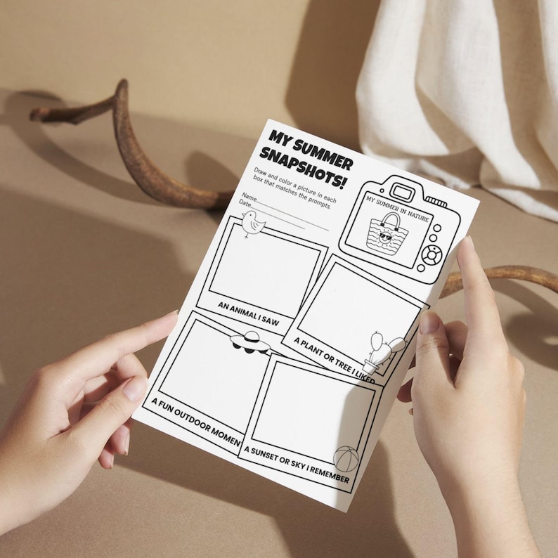 Summer Snapshot Drawing Prompt Worksheet: Grades 1-3 (PDF Download - Etsy