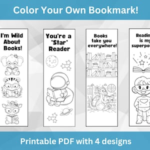 Printable Color Your Own Bookmarks for Kids: Reading Rewards (PDF) - Etsy