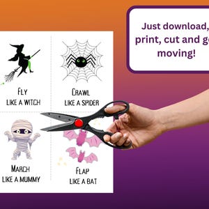 Halloween Movement Cards Printable, Halloween Movement Flashcards ...