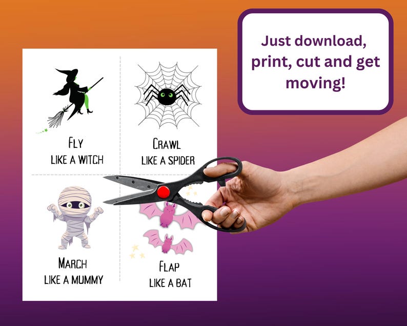 Halloween Movement Cards Printable, Halloween Movement Flashcards ...