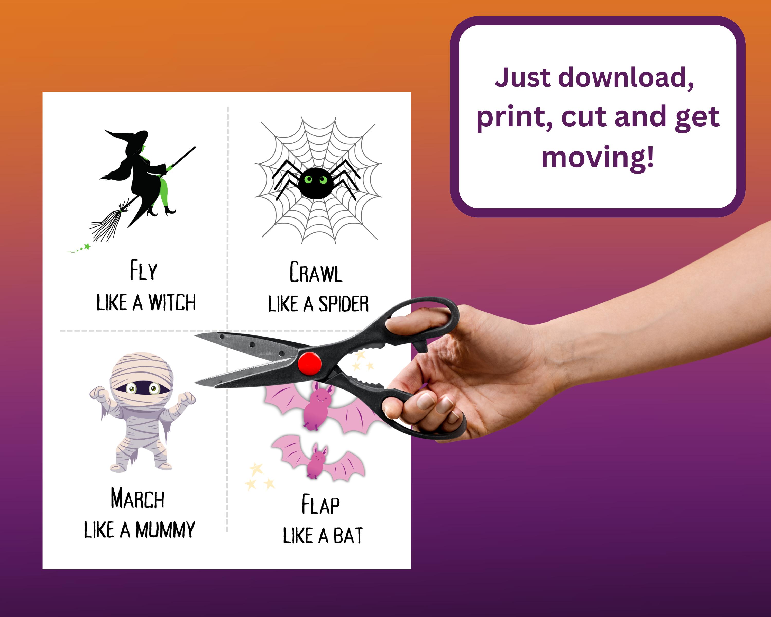 Halloween Movement Cards Printable, Halloween Movement Flashcards ...