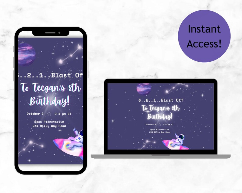 Editable Space Birthday Invitation: Astronaut Party Evite (digital ...