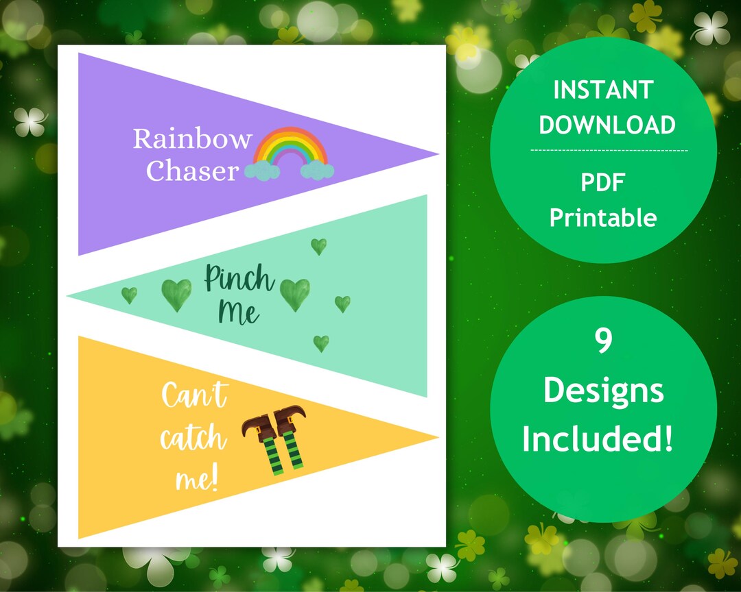Printable St Patrick's Day Pennant Flags, Shamrock Party Decor, St ...