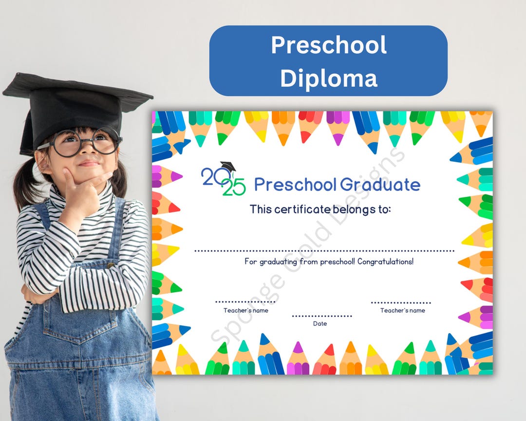 Printable Preschool Graduate Certificate, Preschool Diploma, Preschool ...