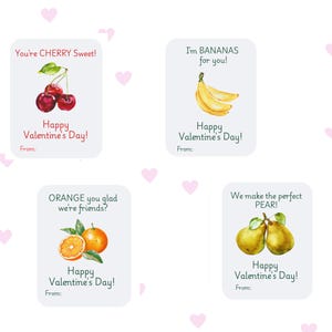 Printable Fruit Theme Valentines Cards, Cherry Valentines Printables ...