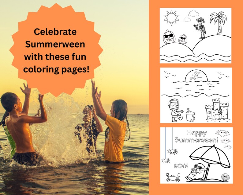 Summerween Coloring Pages: Spooky Halloween in July Activity (PDF ...