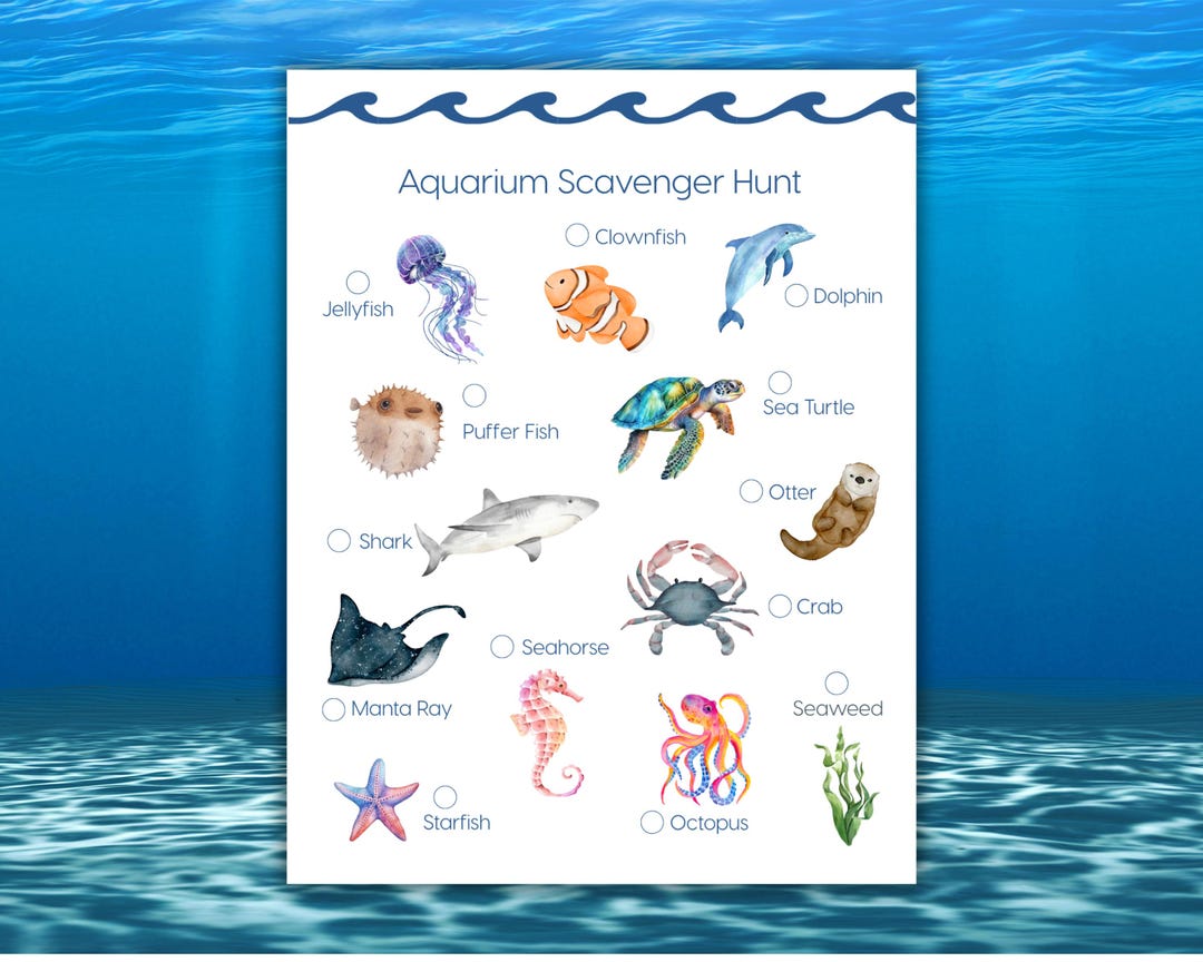 Aquarium Scavenger Hunt Printable | Ocean Animal Activity for Kids ...