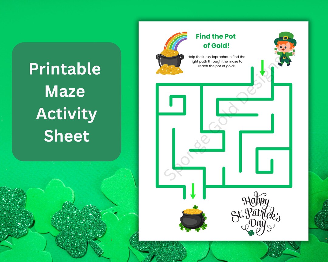 Leprechaun Maze Activity Printable, St. Patricks Day Maze Printable, St ...