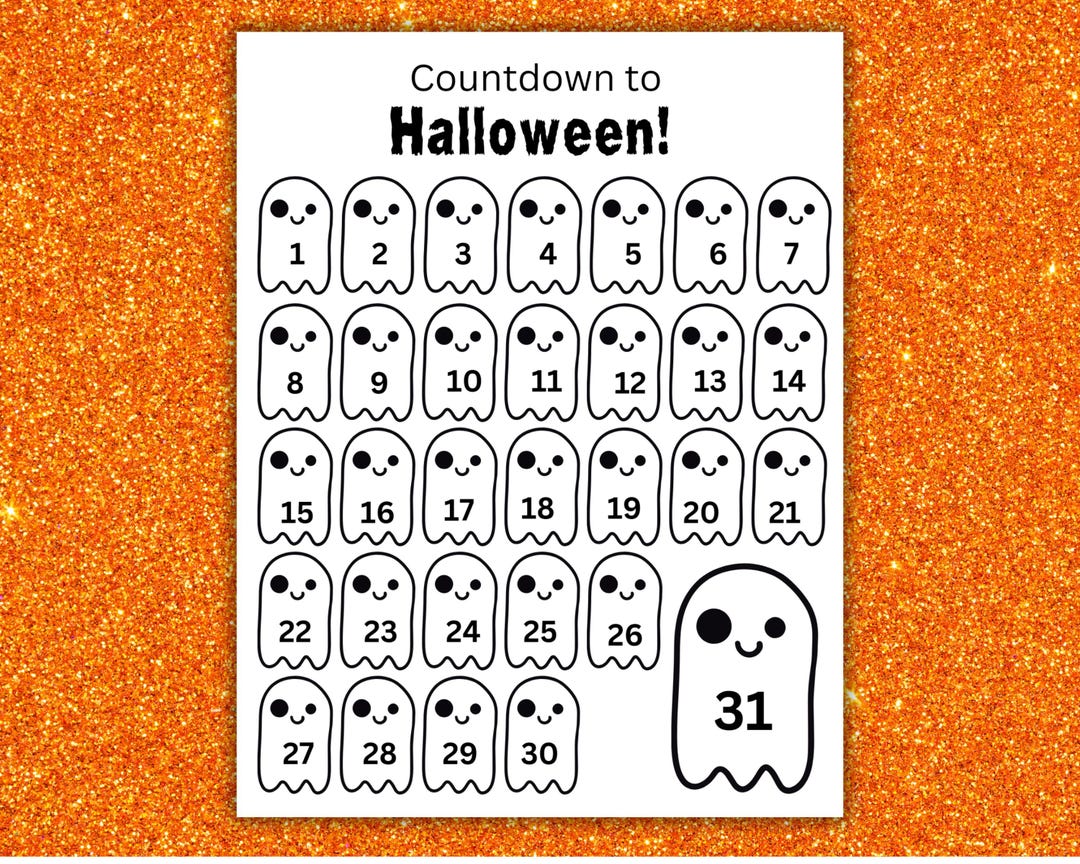 Halloween Countdown Calendar Printable, Ghost Countdown, October ...