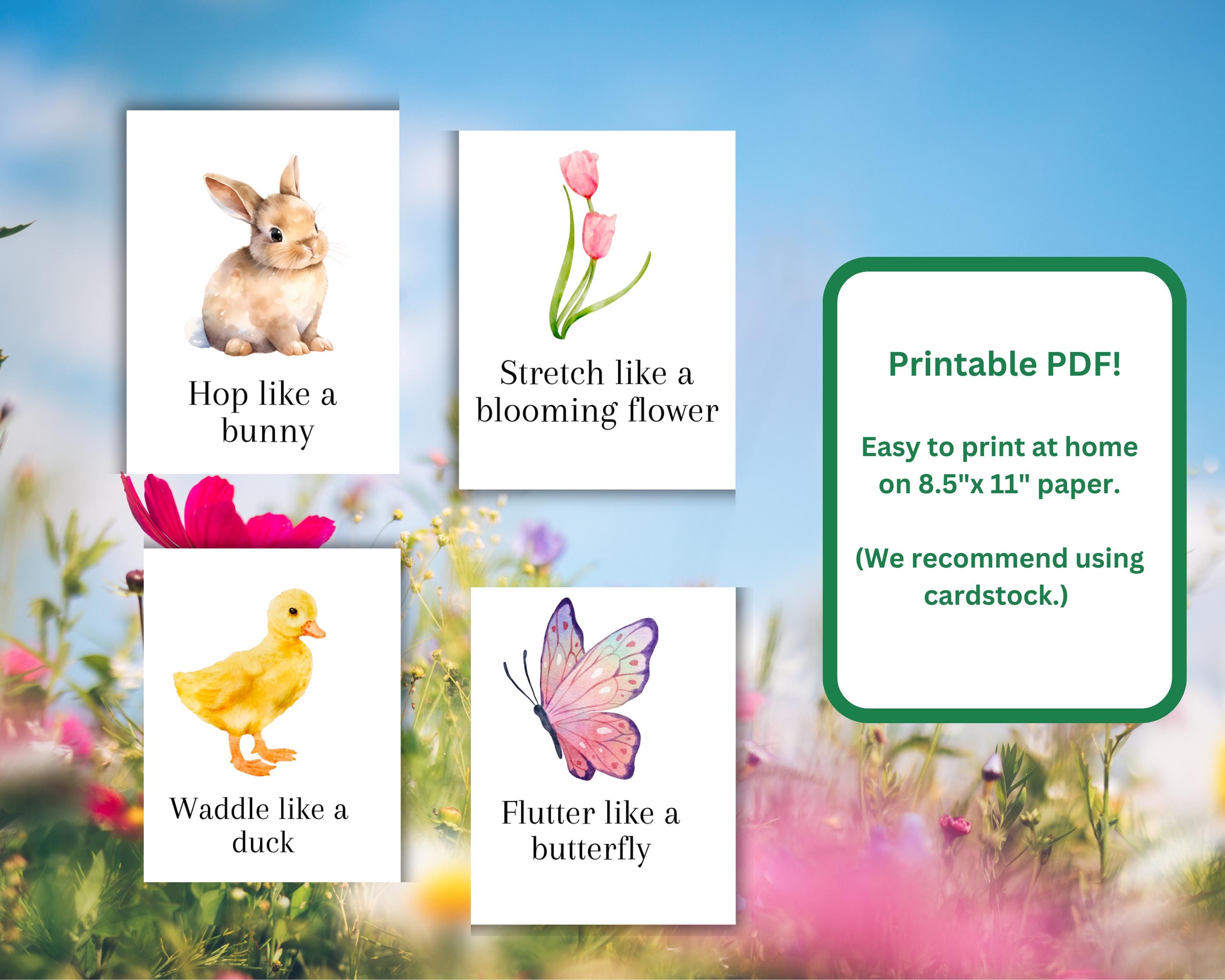 Spring Movement Cards Printable, Easter Movement Flashcards, Spring ...