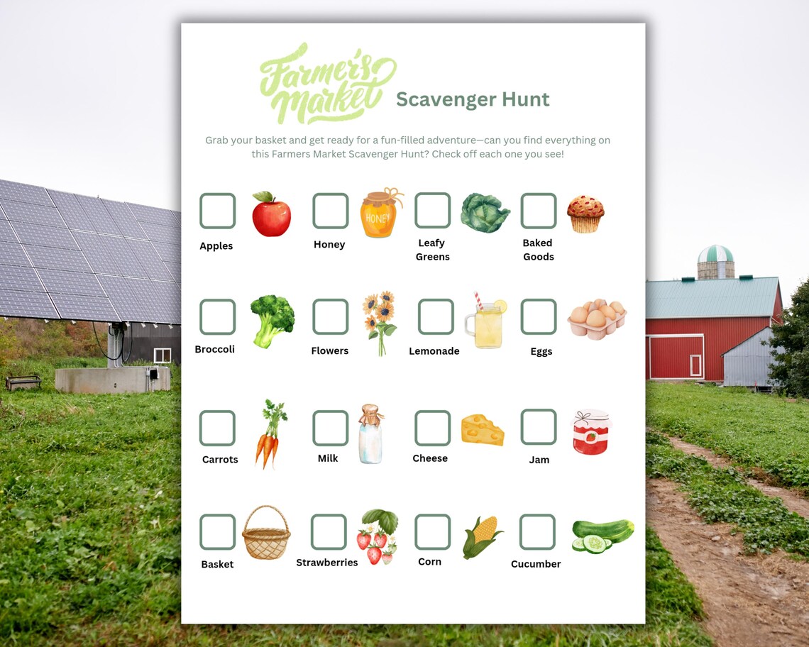Farmers Market Scavenger Hunt: Printable Activity for Kids (PDF) - Etsy