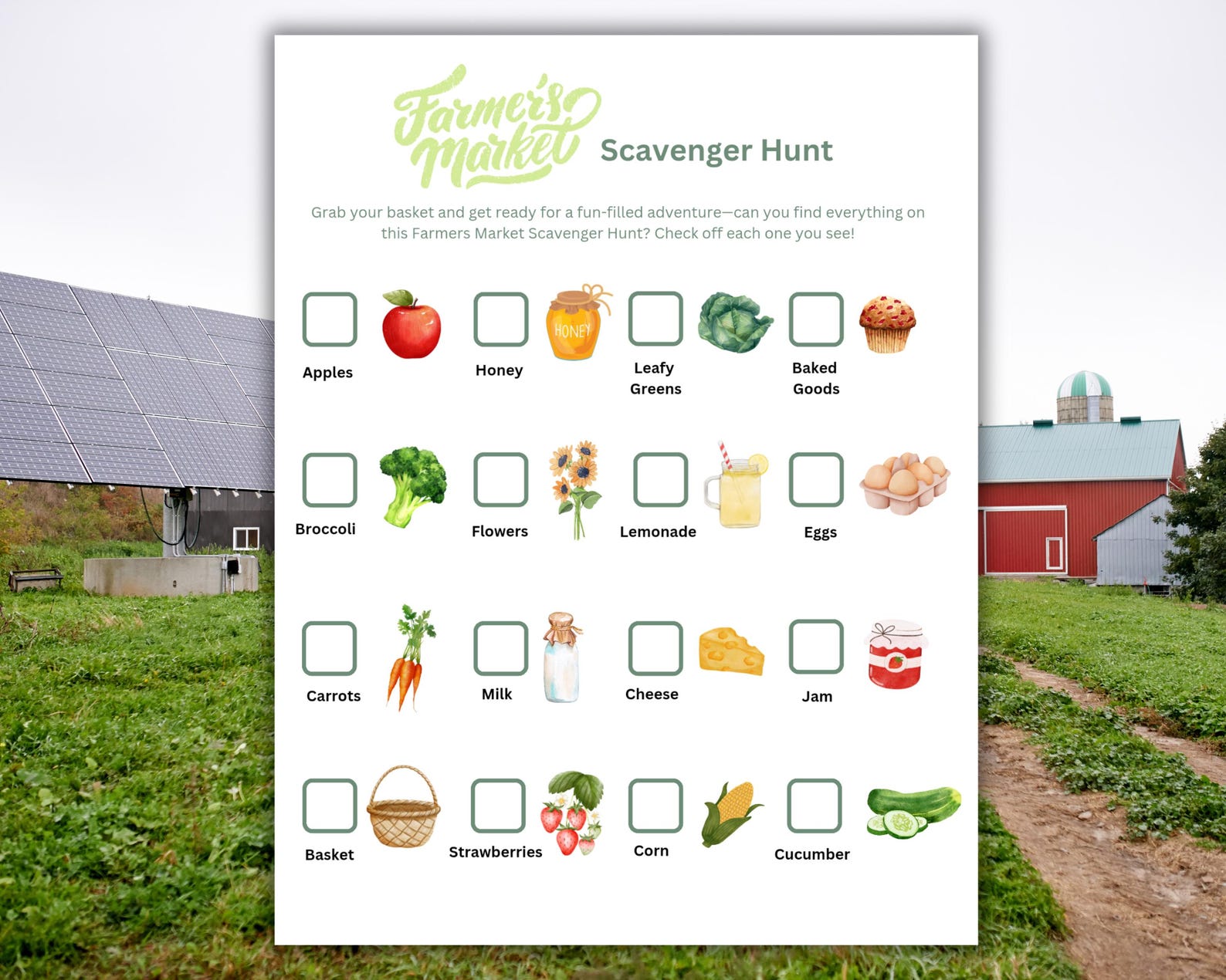 Farmers Market Scavenger Hunt: Printable Activity for Kids (PDF) - Etsy
