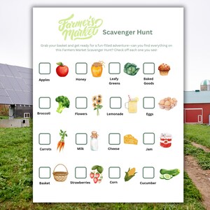 Farmers Market Scavenger Hunt: Printable Activity for Kids (PDF) - Etsy