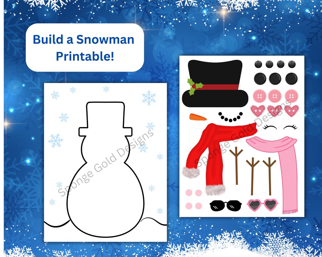 Snowman Decoration Kit Printable, Christmas Snowman Activity Download ...