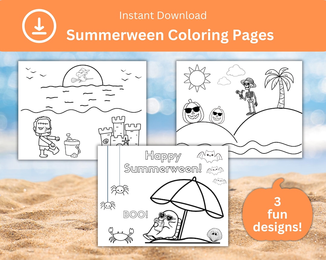 Summerween Coloring Pages: Spooky Halloween in July Activity (PDF ...