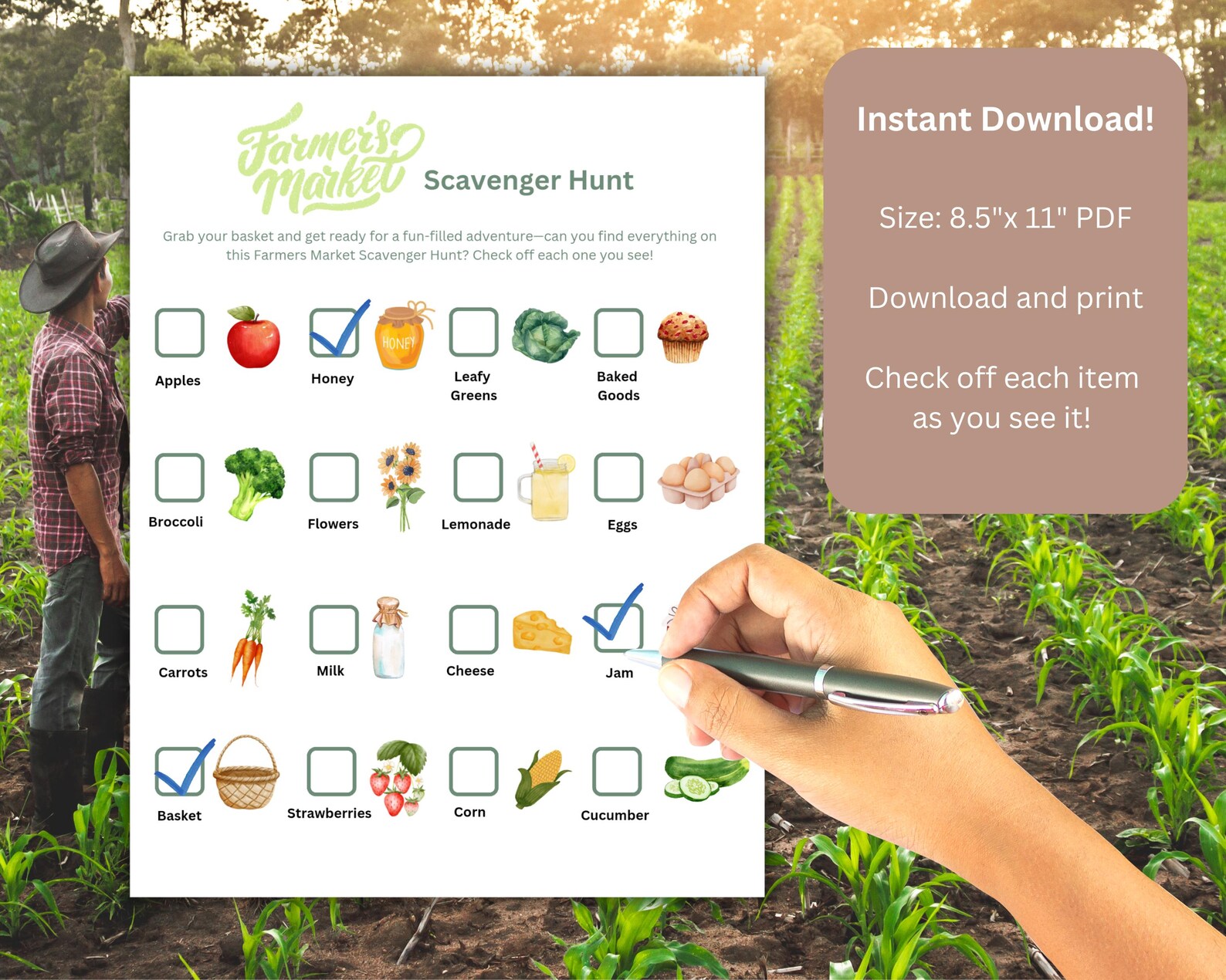 Farmers Market Scavenger Hunt: Printable Activity for Kids (PDF) - Etsy