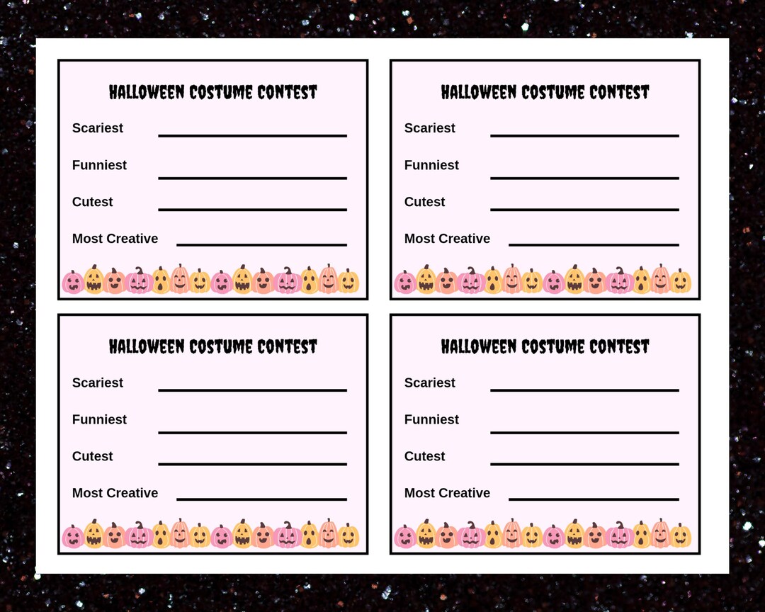 Halloween Costume Contest Voting Cards and Sign Printable, Halloween ...