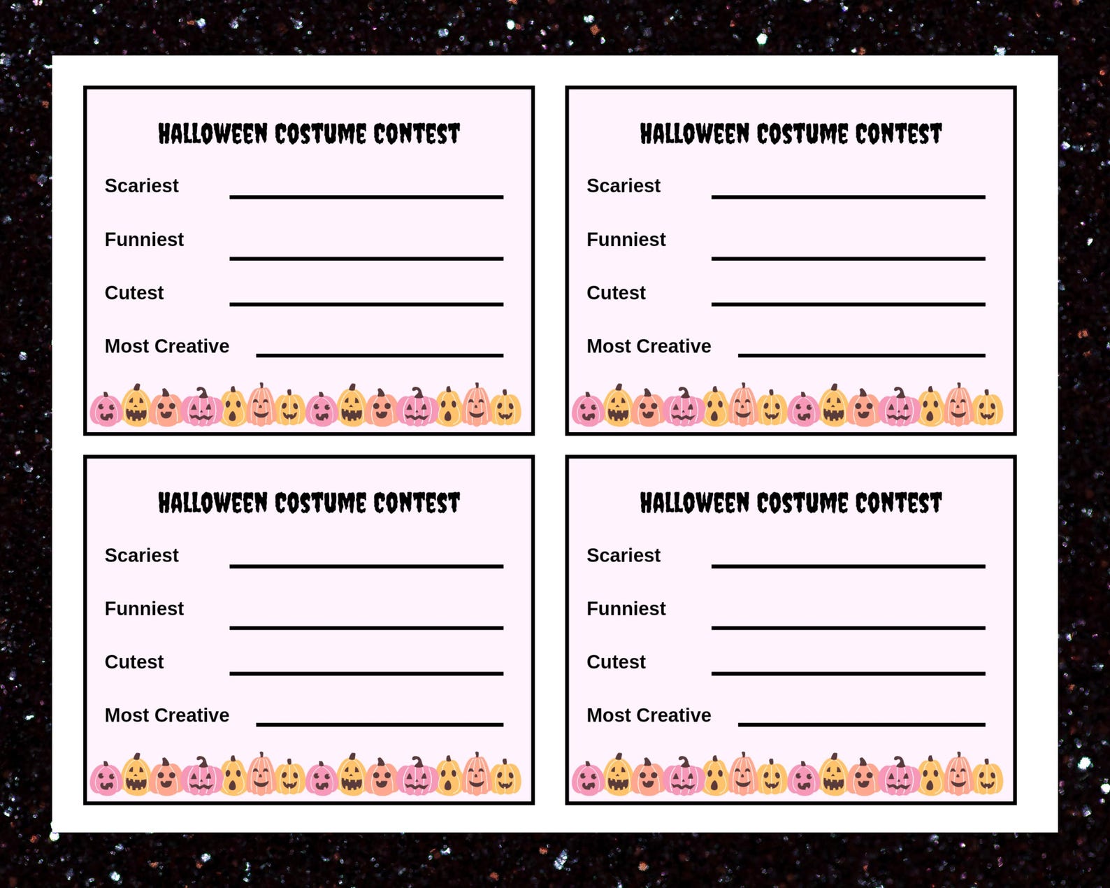 Halloween Costume Contest Voting Cards and Sign Printable, Halloween ...