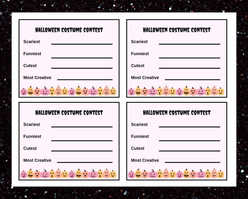 Halloween Costume Contest Voting Cards and Sign Printable, Halloween ...