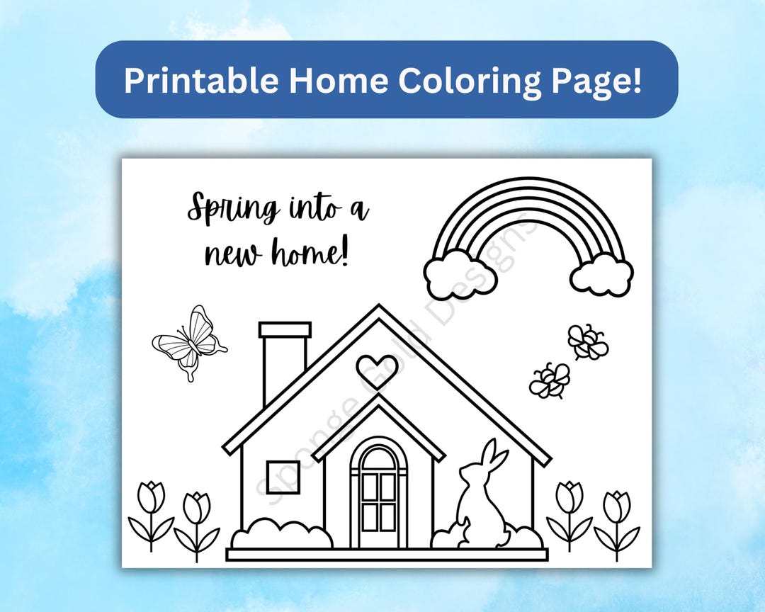 Spring Into A New Home Printable Coloring Page, Kids House Coloring ...