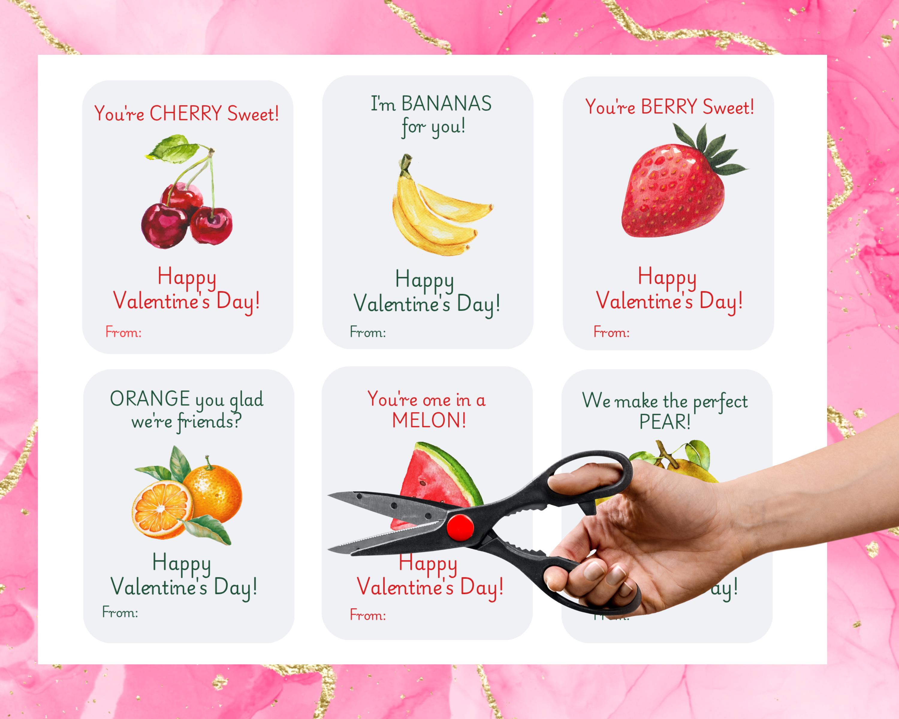 Printable Fruit Theme Valentines Cards, Cherry Valentines Printables ...