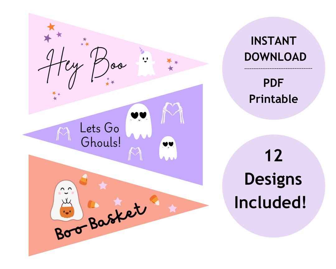 Printable Halloween Pennant Flags, Boo Flag Printable, Boo Basket Flag ...