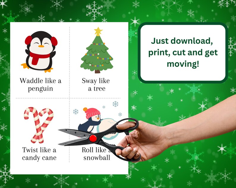 Christmas Movement Cards Printable, Winter Movement Flashcards Download ...