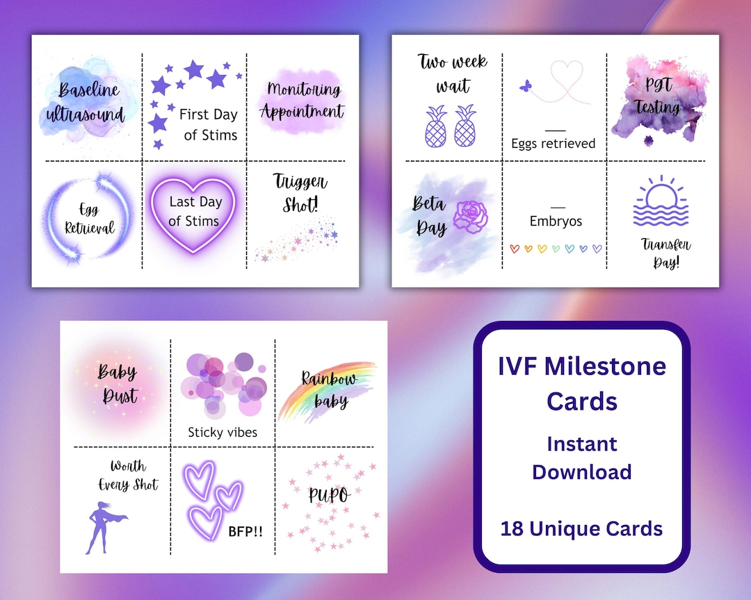 IVF Milestone Cards Printables, Digital Download Milestone Cards ...