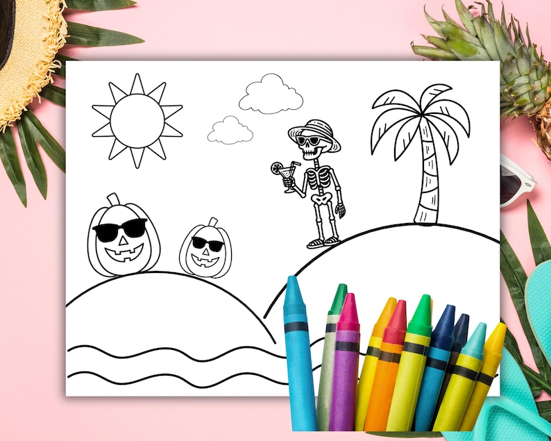 Summerween Coloring Pages: Spooky Halloween in July Activity (PDF ...