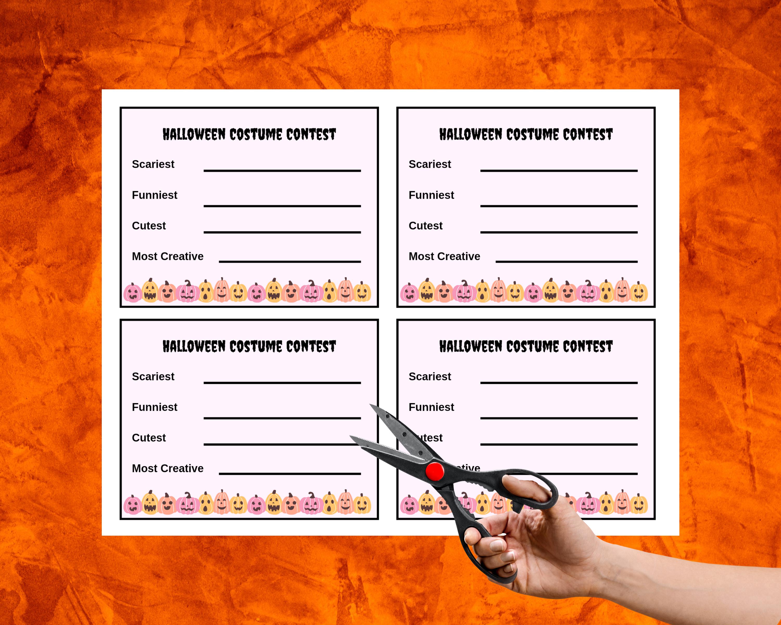 Halloween Costume Contest Voting Cards and Sign Printable, Halloween ...