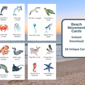 Beach Movement Cards for Kids – Sea Creature Gross Motor Game | Screen ...