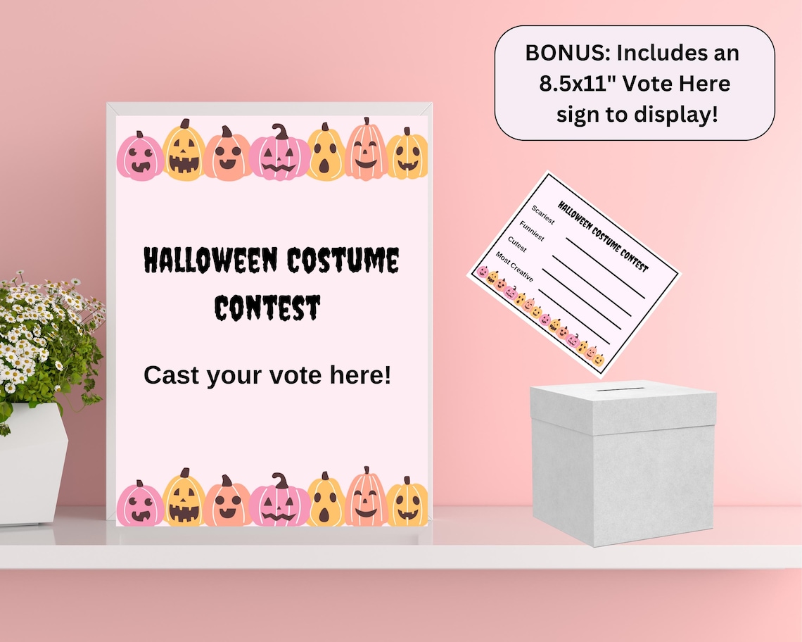 Halloween Costume Contest Voting Cards and Sign Printable, Halloween ...