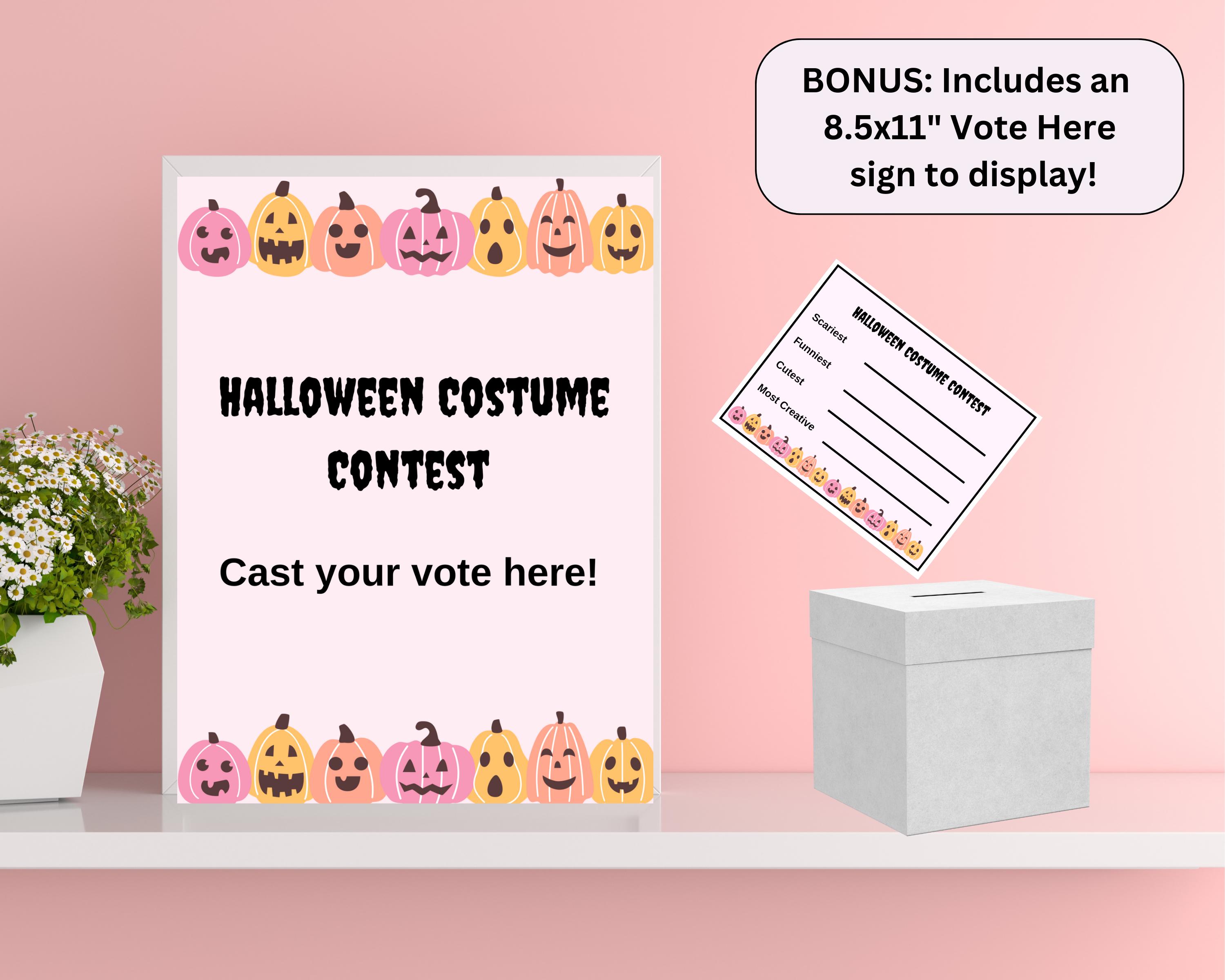 Halloween Costume Contest Voting Cards and Sign Printable, Halloween ...