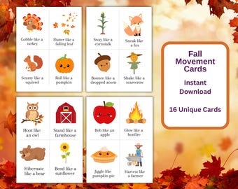 Fall Movement Cards, Thanksgiving Games, Favors, Flash Cards ...