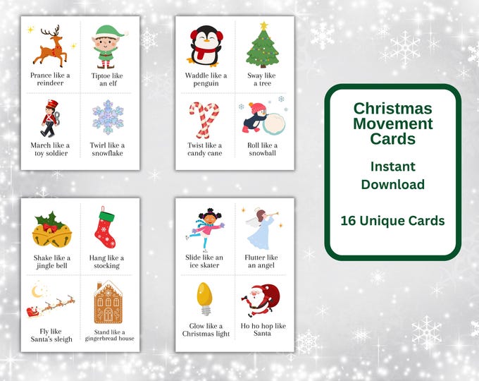 Winter Movement Cards, Christmas Games Printable, Unique Stocking ...