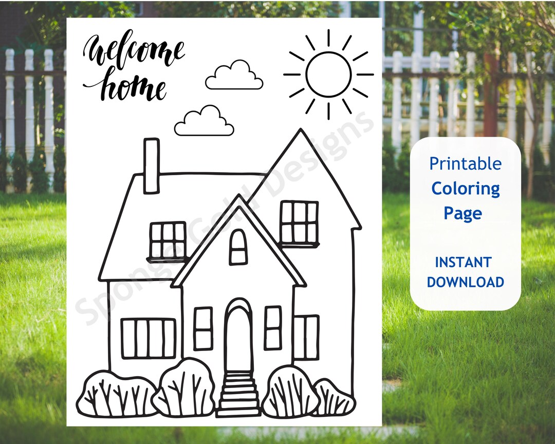 Printable House Coloring Page for Open House, Kids House Coloring Page ...