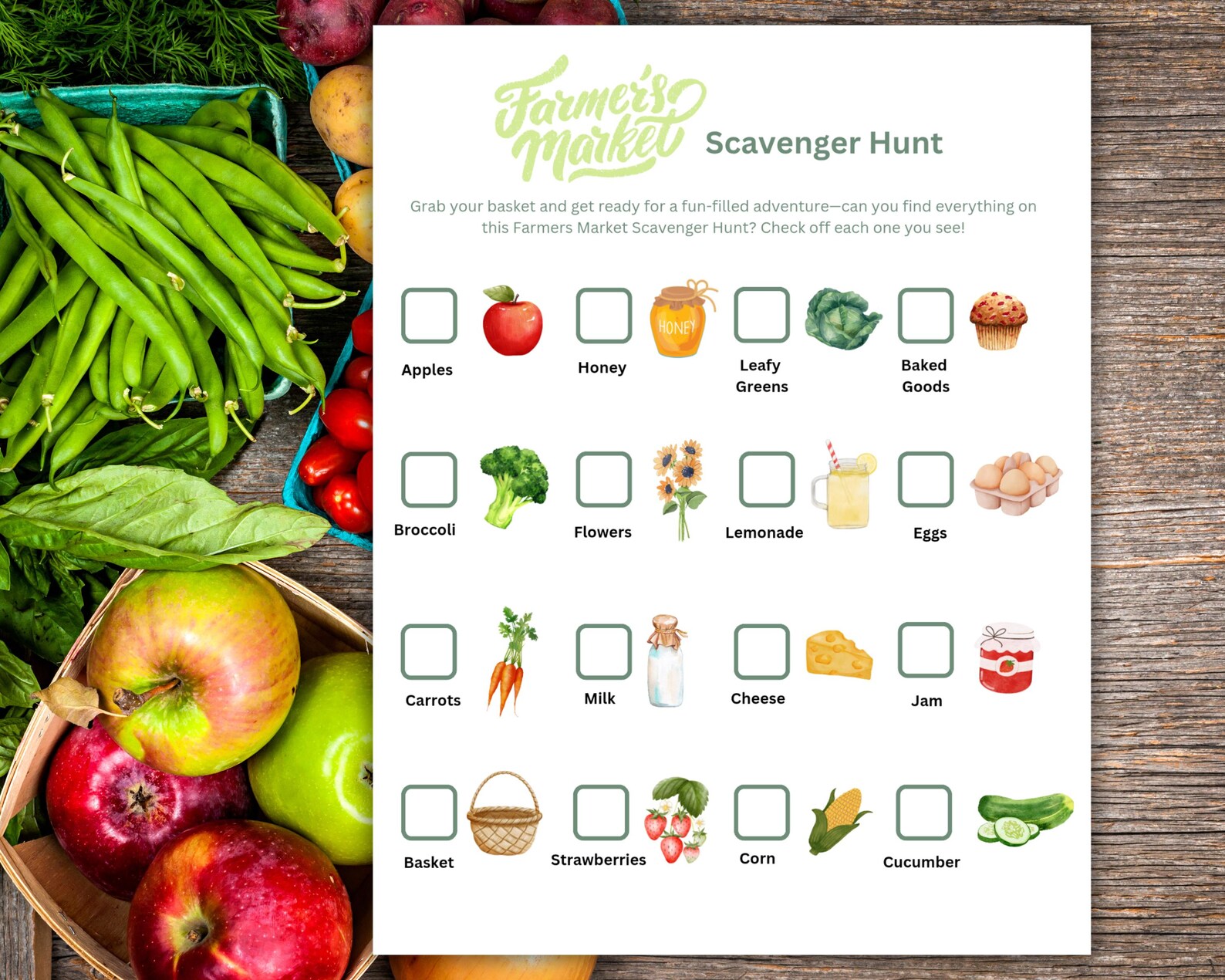 Farmers Market Scavenger Hunt: Printable Activity for Kids (PDF) - Etsy