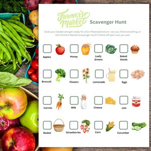 Farmers Market Scavenger Hunt: Printable Activity for Kids (PDF) - Etsy