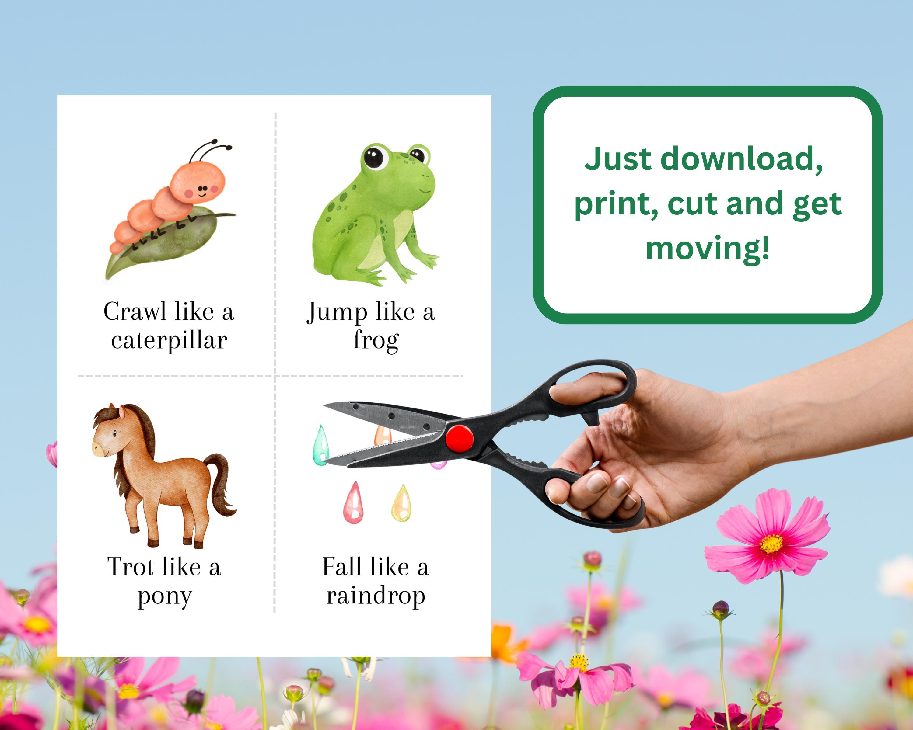 Spring Movement Cards Printable, Easter Movement Flashcards, Spring ...
