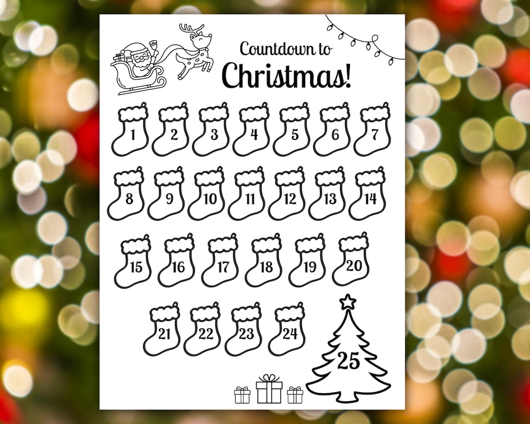 Christmas Countdown Calendar Printable, Decembercalendar, Kids ...