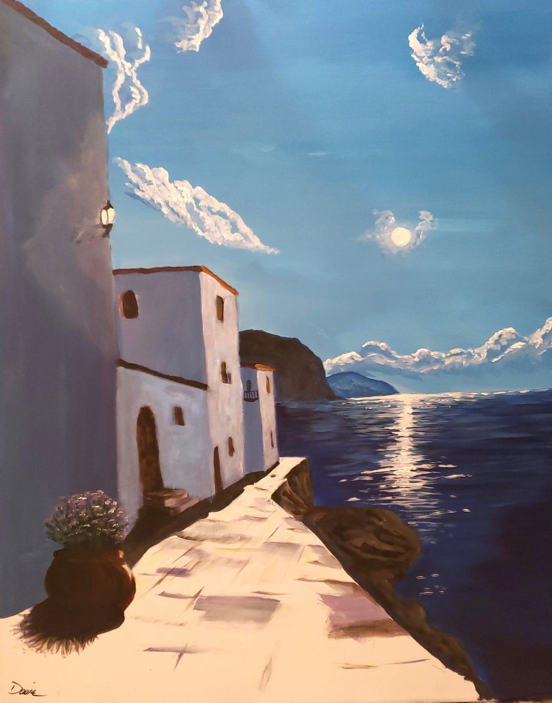 Acrylic Art Landscape, Greek Landscape, Greek Coastal Landscape ...