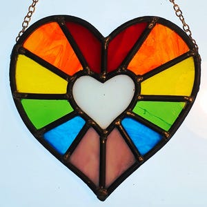 Heart Shaped Rainbow Stained Glass Suncatcher - Etsy
