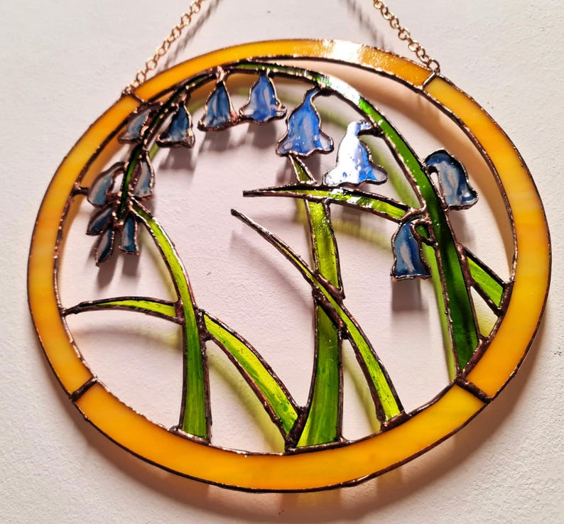 Bluebell Negative Space Stained Glass Suncatcher - Etsy