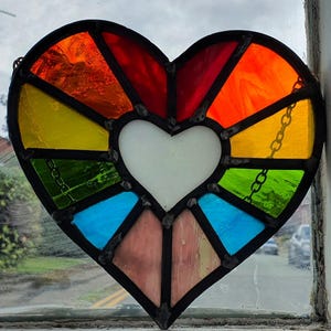 Heart Shaped Rainbow Stained Glass Suncatcher - Etsy