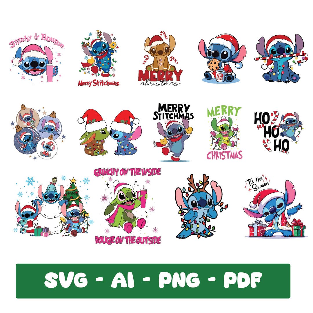Christmas Stitch Svg, Christmas Cartoon Svg, Stitch Clipart, Christmas ...